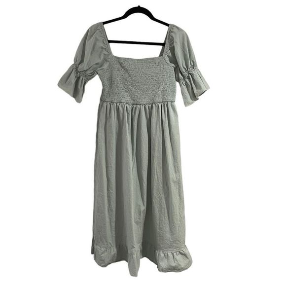 angashion | Dresses | Lightgreen Bibbed Stretch Bodice Puff Ruffle ...